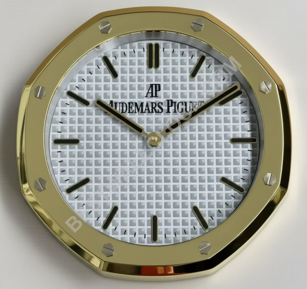 Royal Oak Style Wall Clock | Gold & White Edition - Luxury Homage ...